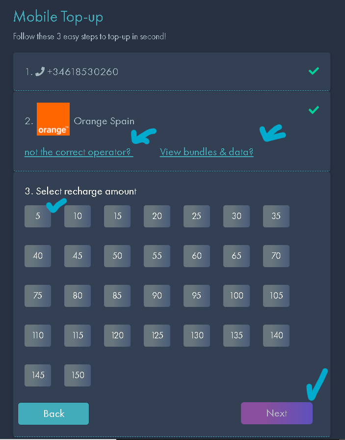 Make your first topup (Live Mode)